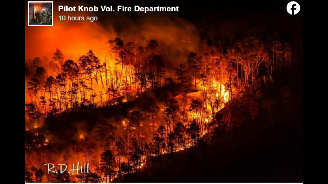 Crews battle forest fire at Pilot Mountain State Park in NC | Charlotte ...