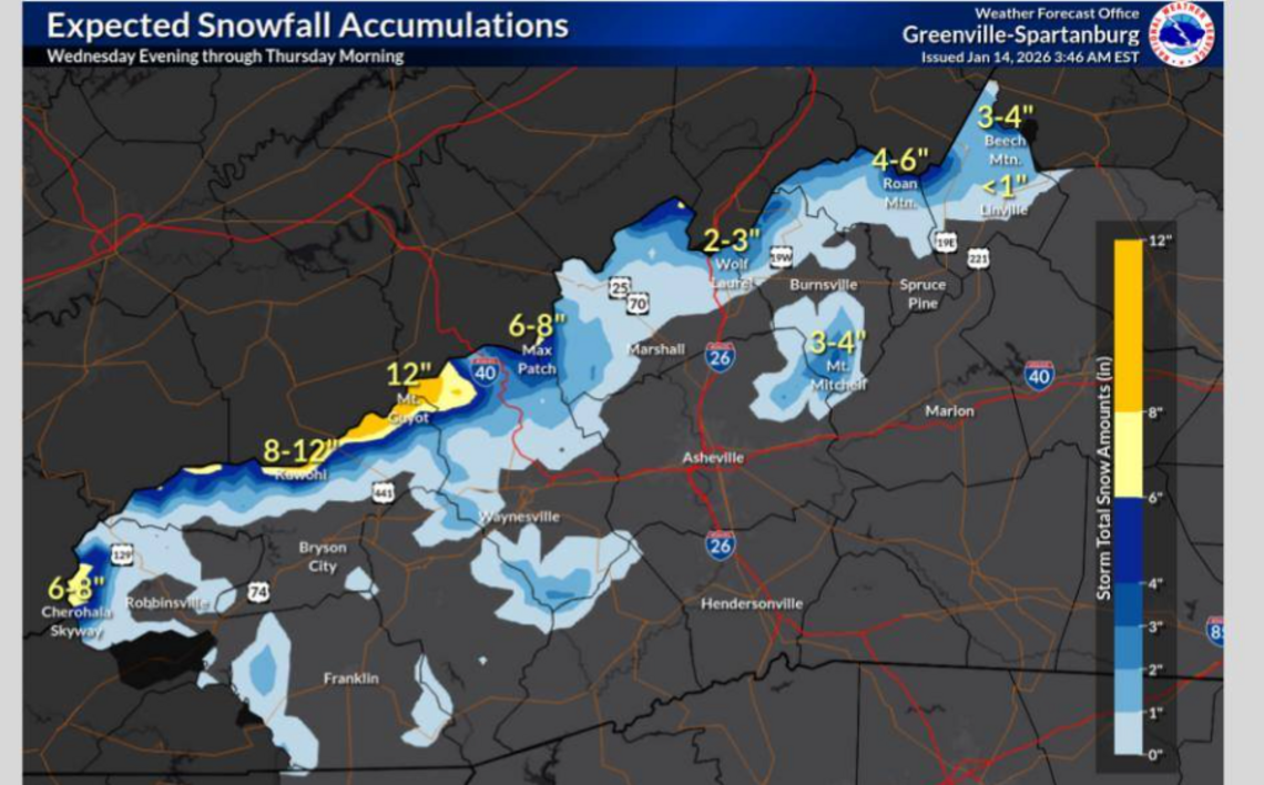 Up to 12 inches of snow possible in NC mountains, NWS says | Charlotte ...