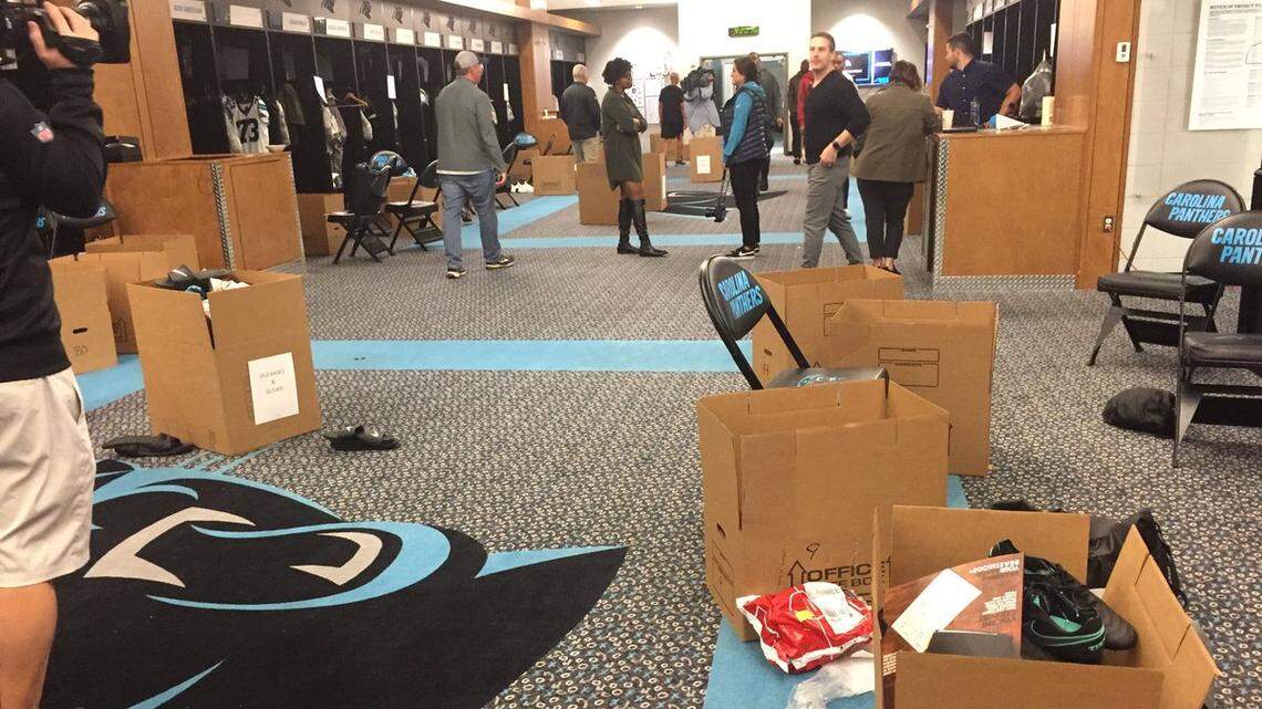 Carolina Panthers | Locker room scene on cleanout day | Charlotte Observer