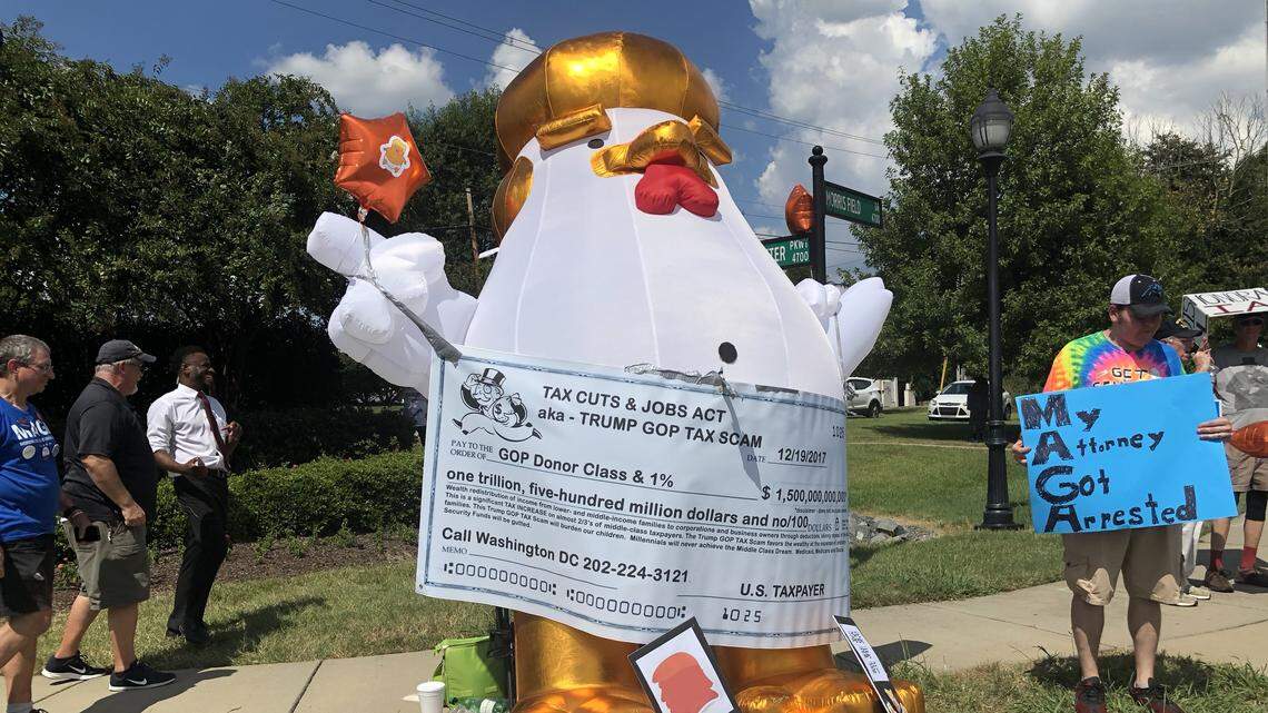 Trump chicken makes appearance during POTUS visit in NC | Charlotte ...